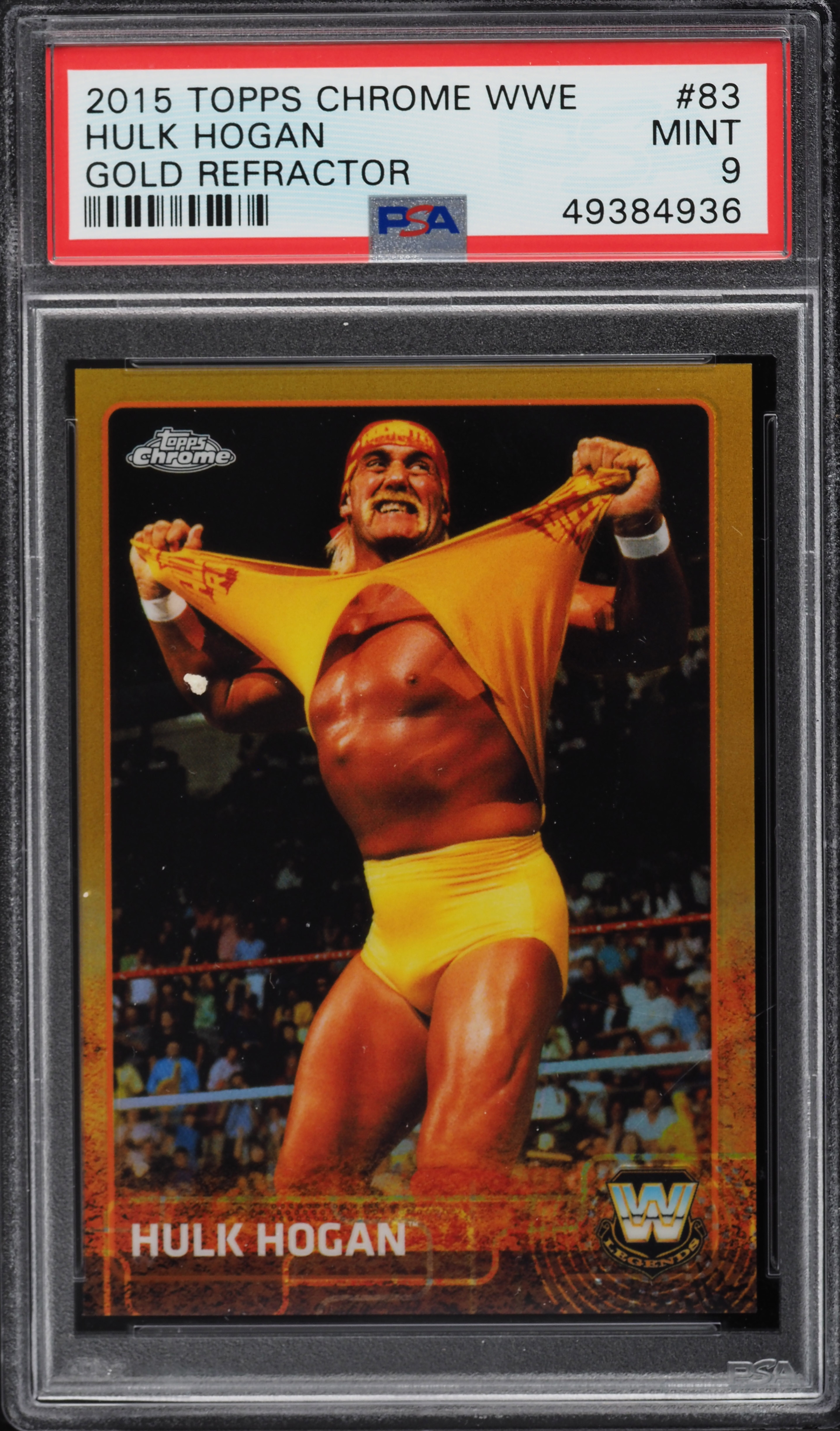 Hulk Hogan 2015 Topps Chrome WWE #83 Gold Refractor /50 PSA 9 Price ...