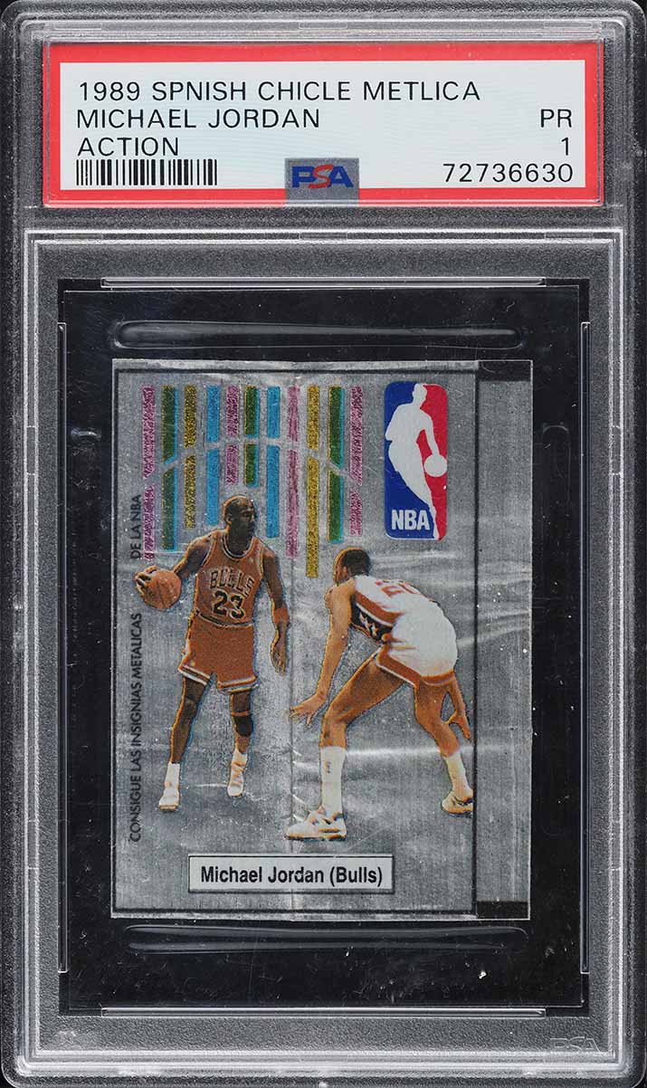 1989 Spanish Chicle Metalicas Action Michael Jordan PSA 1 PR