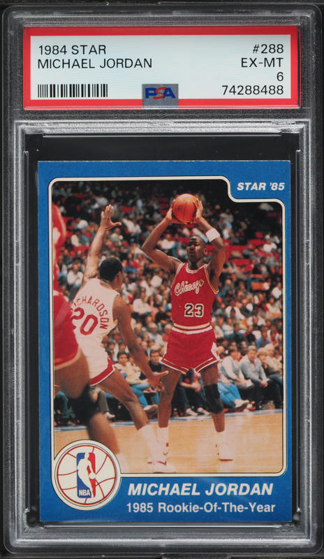 1984-85 Star Basketball Michael Jordan ROOKIE #288 PSA 6 EXMT