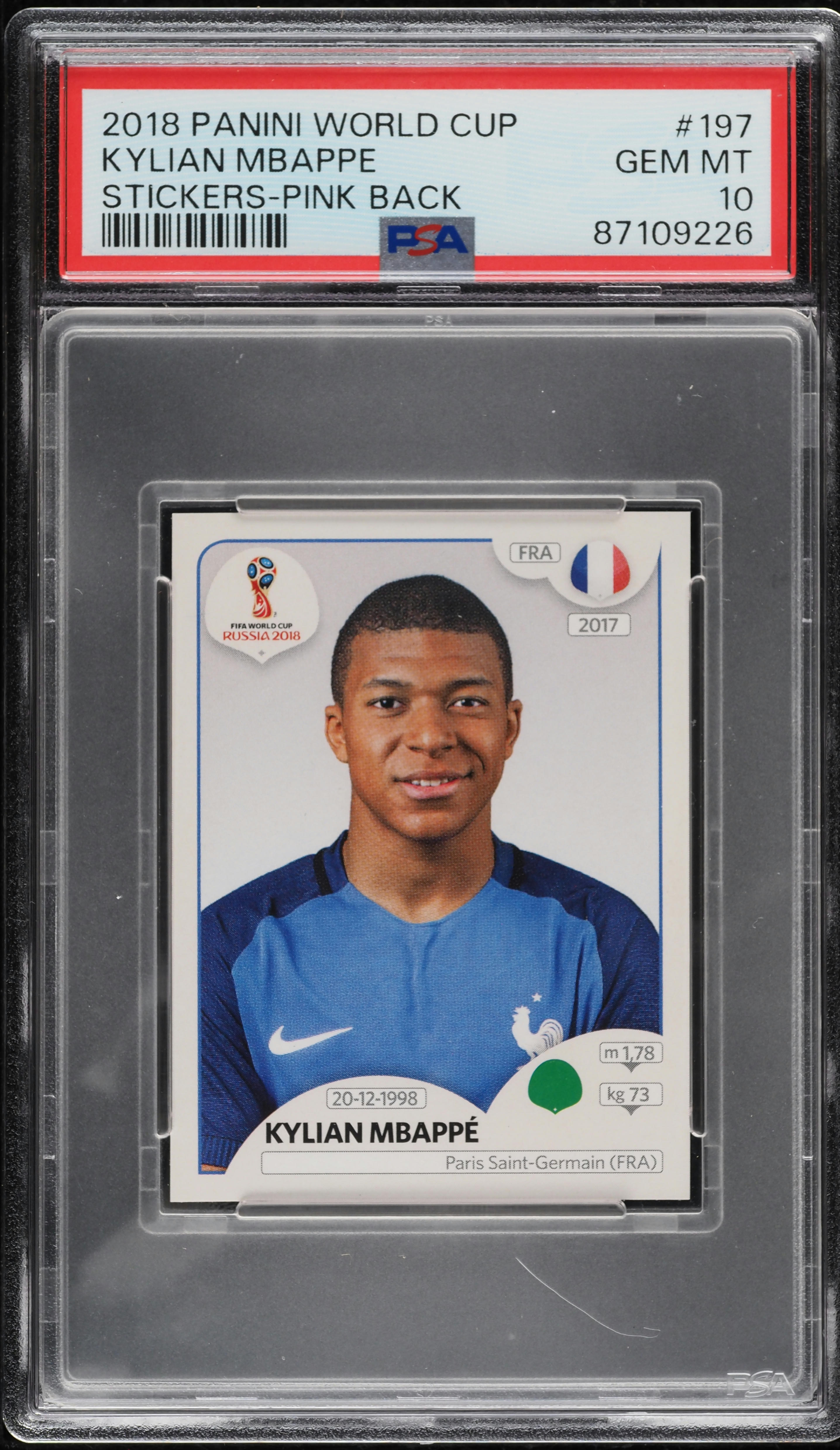 Kylian Mbappe 2018 Panini World Cup Stickers #197 Pink Back Price Guide ...