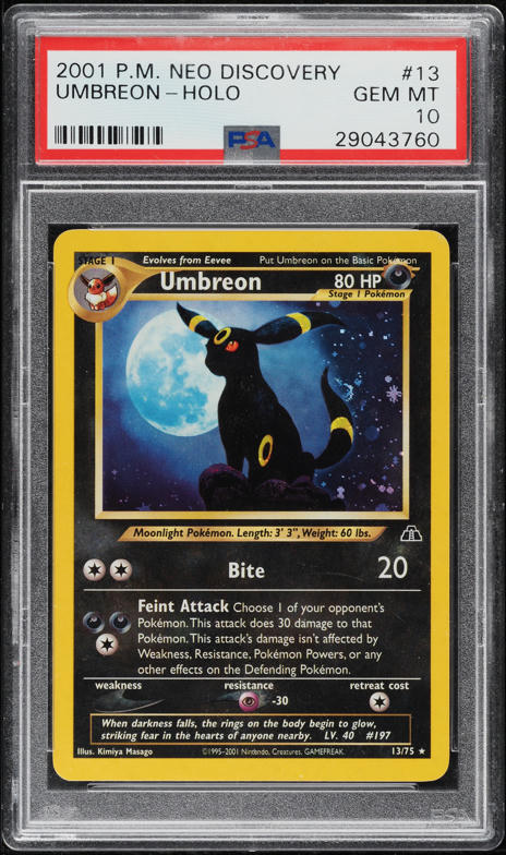 2001 Pokemon Neo Discovery Holo Umbreon #13 PSA 10 GEM MINT