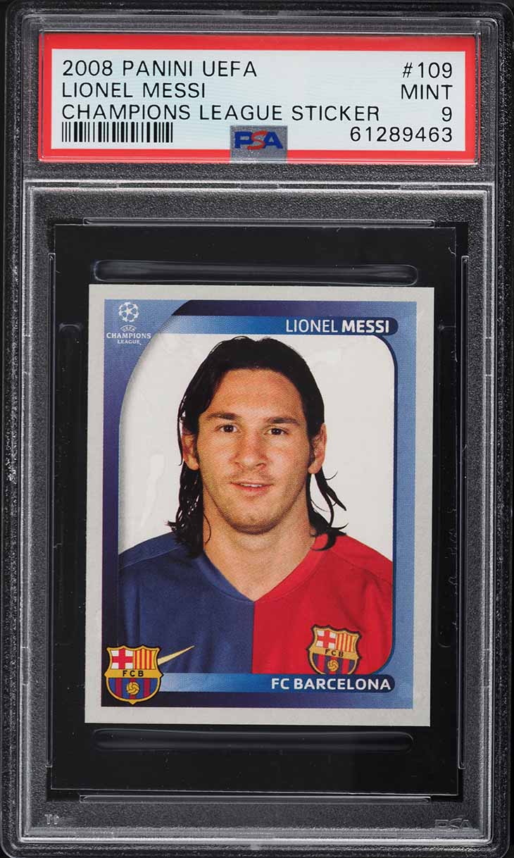 2008 Panini UEFA Champions League Sticker Lionel Messi #109 PSA 9 MINT