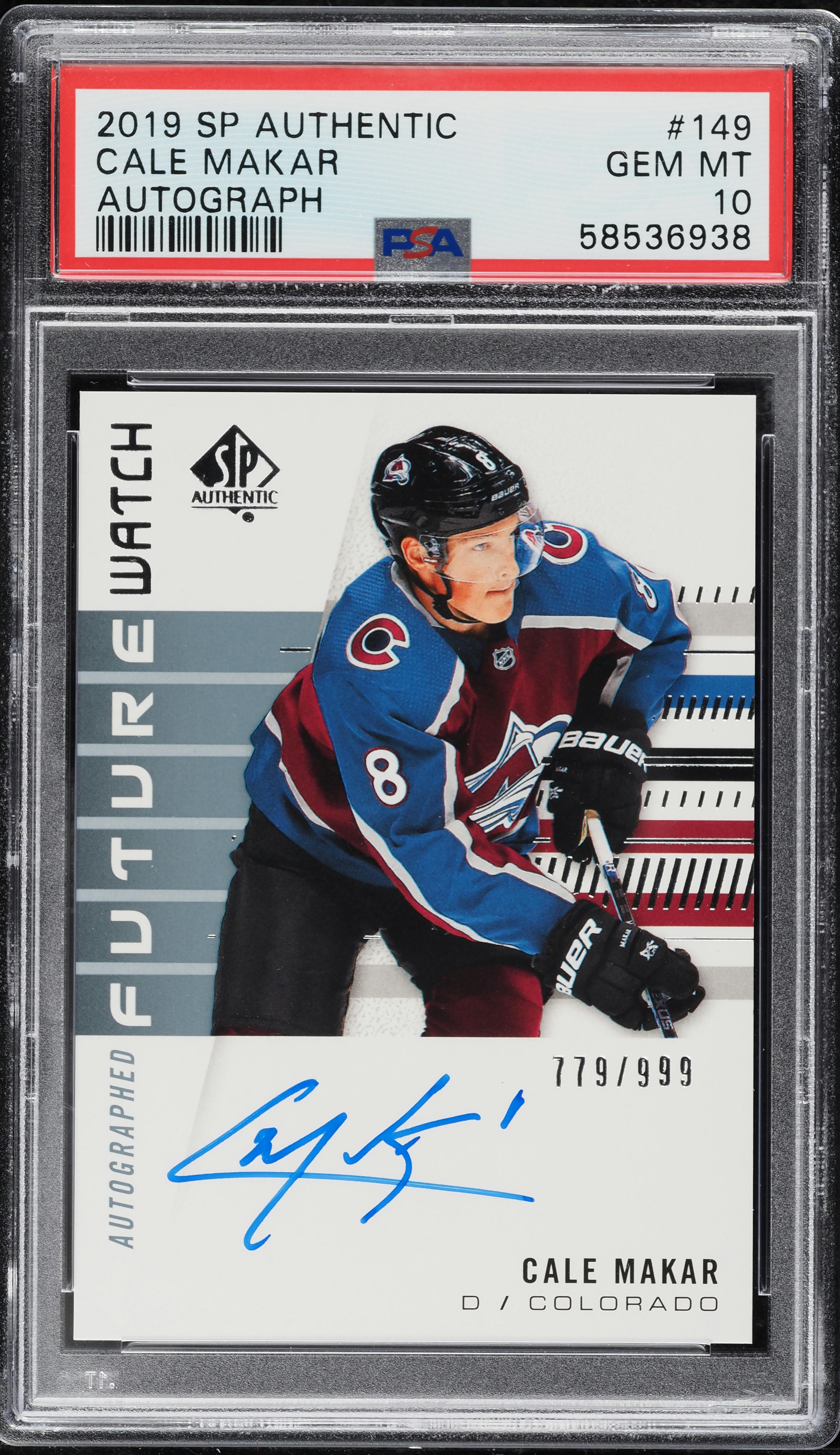 Cale Makar 2019 SP Authentic #149 Future Watch Auto /999 Price Guide ...