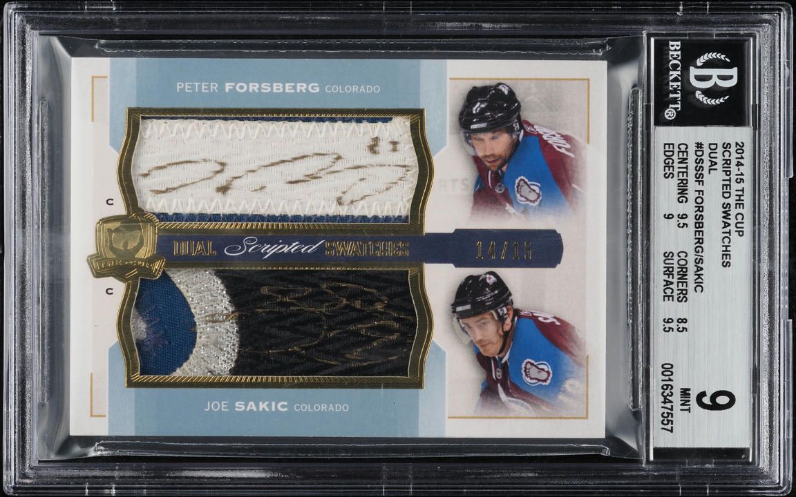 2014 The Cup Scripted Swatches Peter Forsberg Joe Sakic PATCH AUTO /15 ...