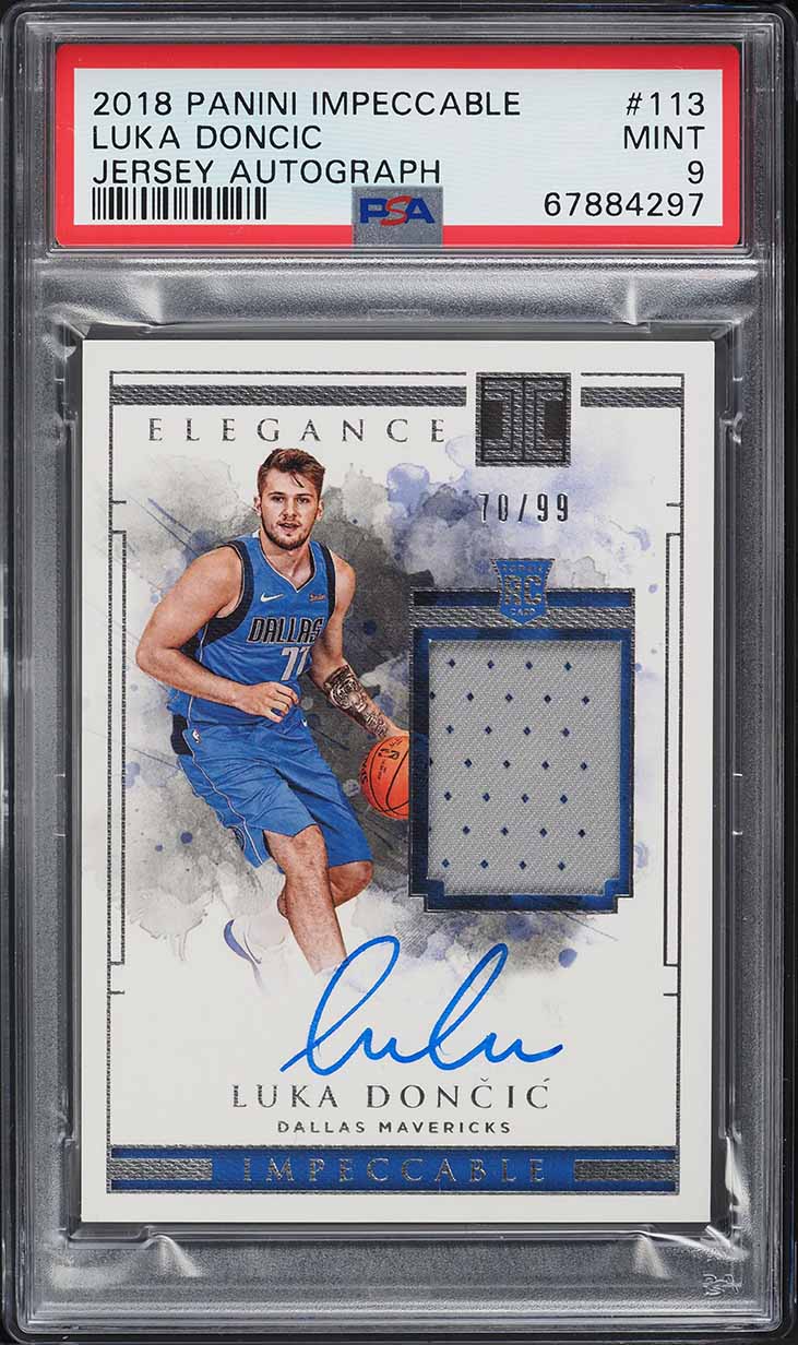2018 Panini Impeccable Luka Doncic ROOKIE PATCH AUTO /99 #113 PSA 9 MINT
