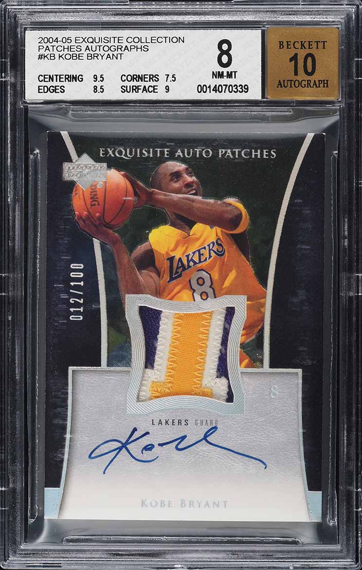 2004 Exquisite Collection Kobe Bryant PATCH AUTO /100 #AP-KB BGS 8 NM ...