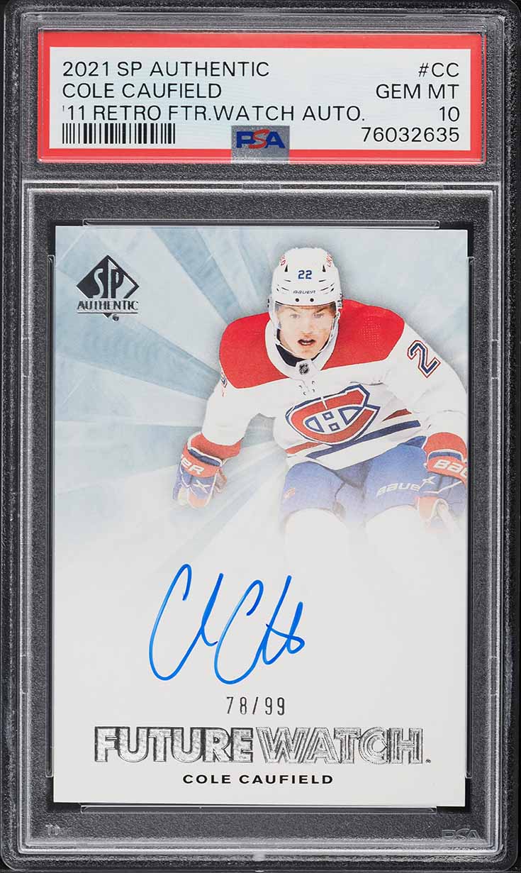 2021 SP Authentic '11 Retro Future Cole Caufield ROOKIE AUTO /99 PSA 10 ...