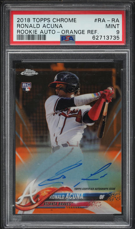 2018 Topps Chrome Orange Refractor Ronald Acuna Jr Rookie Auto 25 Ra