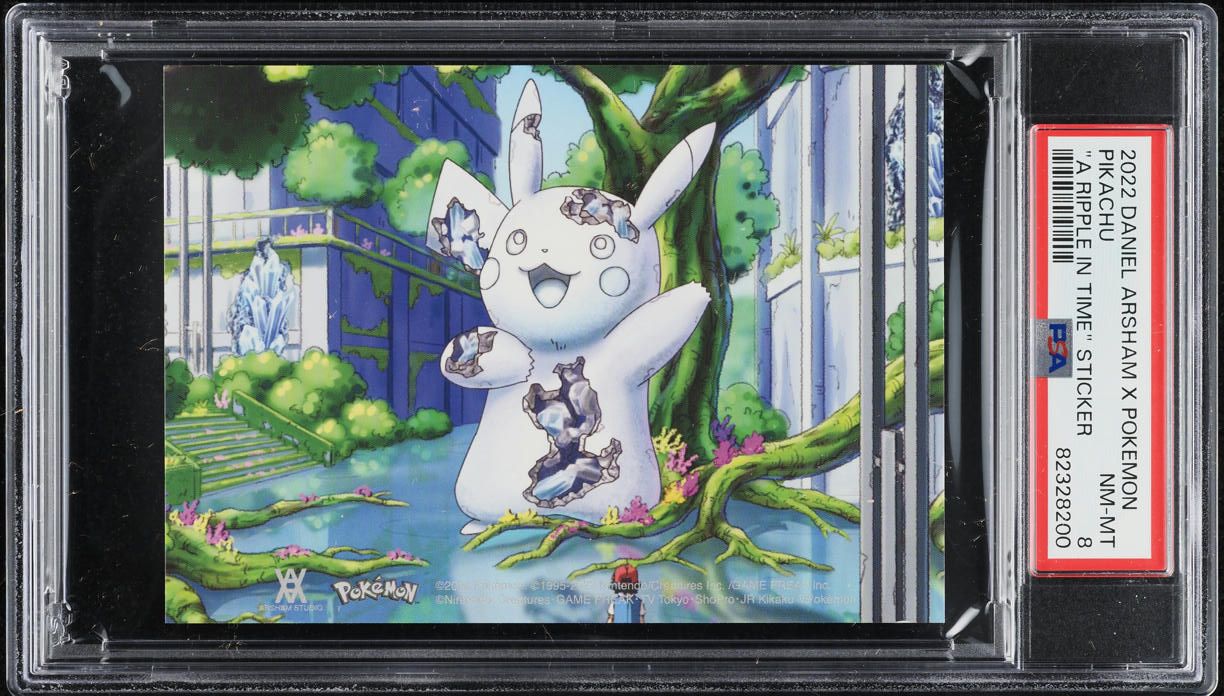 2022 Daniel Arsham X Pokemon A Ripple In Time Sticker Pikachu PSA 8 NM-MT