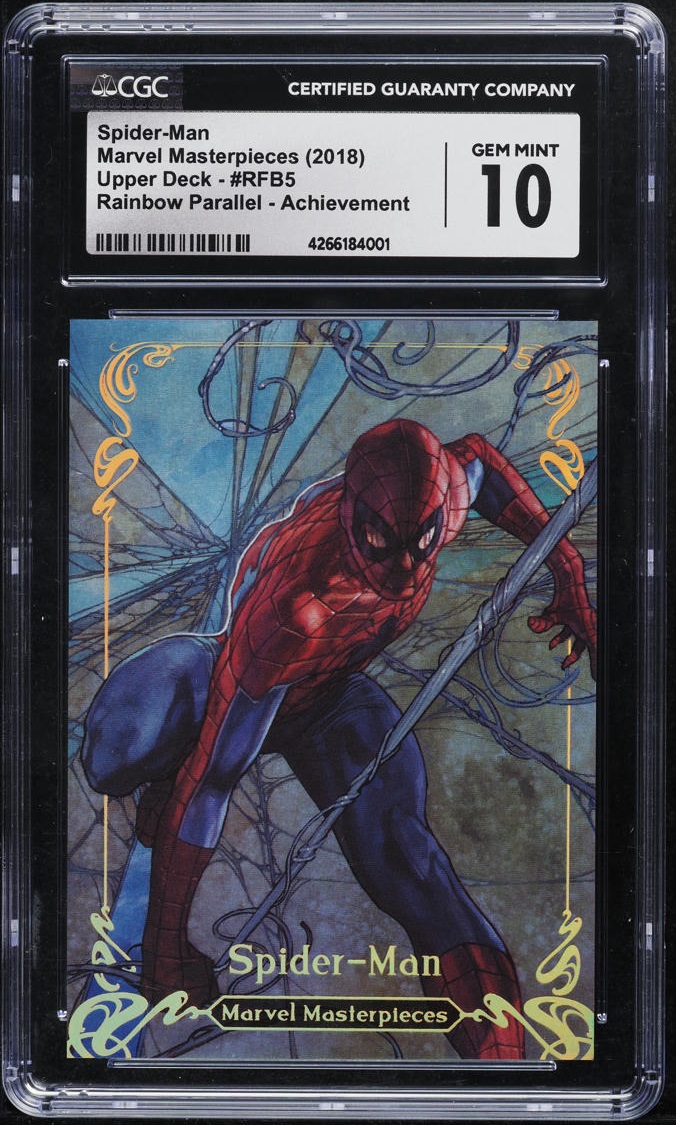 2018 Marvel Masterpieces Rainbow Parallel Achievement Spider-Man CGC 10 ...