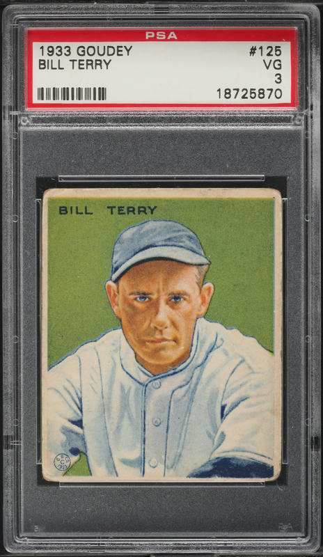 1933 Goudey Bill Terry #125 PSA 3 VG