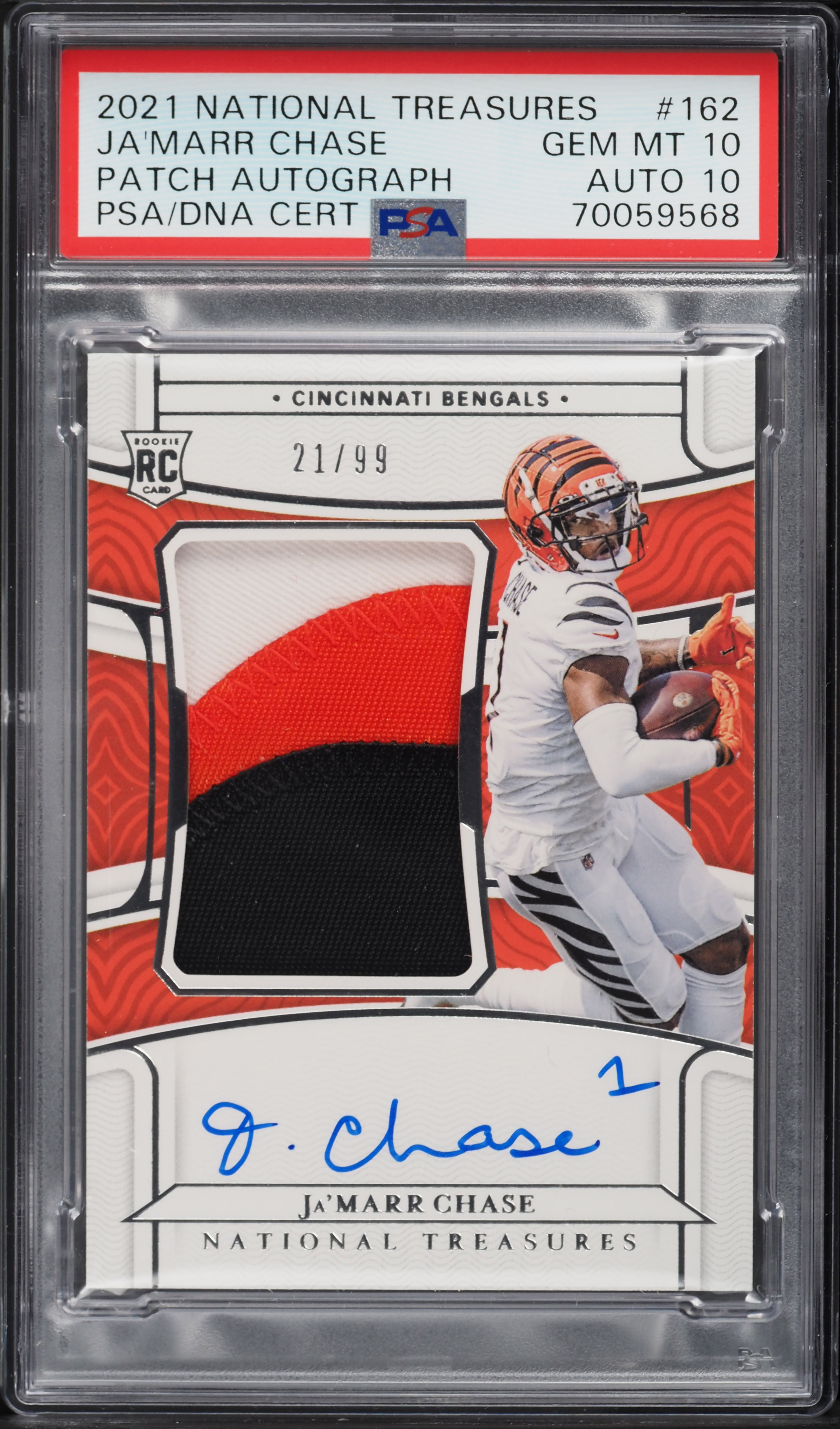 Ja'Marr Chase 2021 National Treasures #162 Rookie Patch Auto /99 Price ...