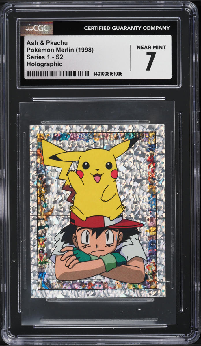 1999 Pokemon Merlin Sticker Prism Ash & Pikachu #S2 CGC 7 NRMT