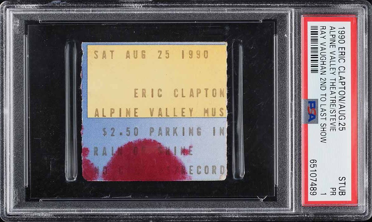 1990 Eric Clapton Ticket Stub Stevie Ray Vaughan 2nd To Last Show PSA 1 PR