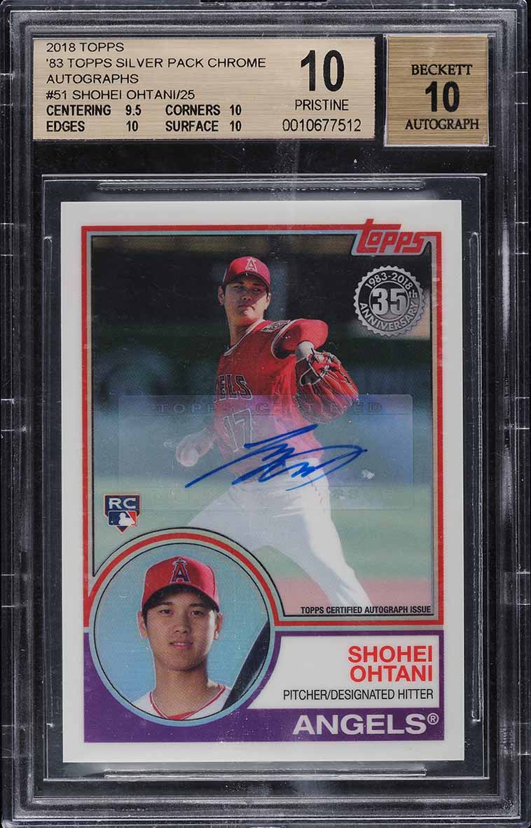 2018 Topps Silver Pack '83 Chrome Shohei Ohtani ROOKIE AUTO /25 BGS 10 ...