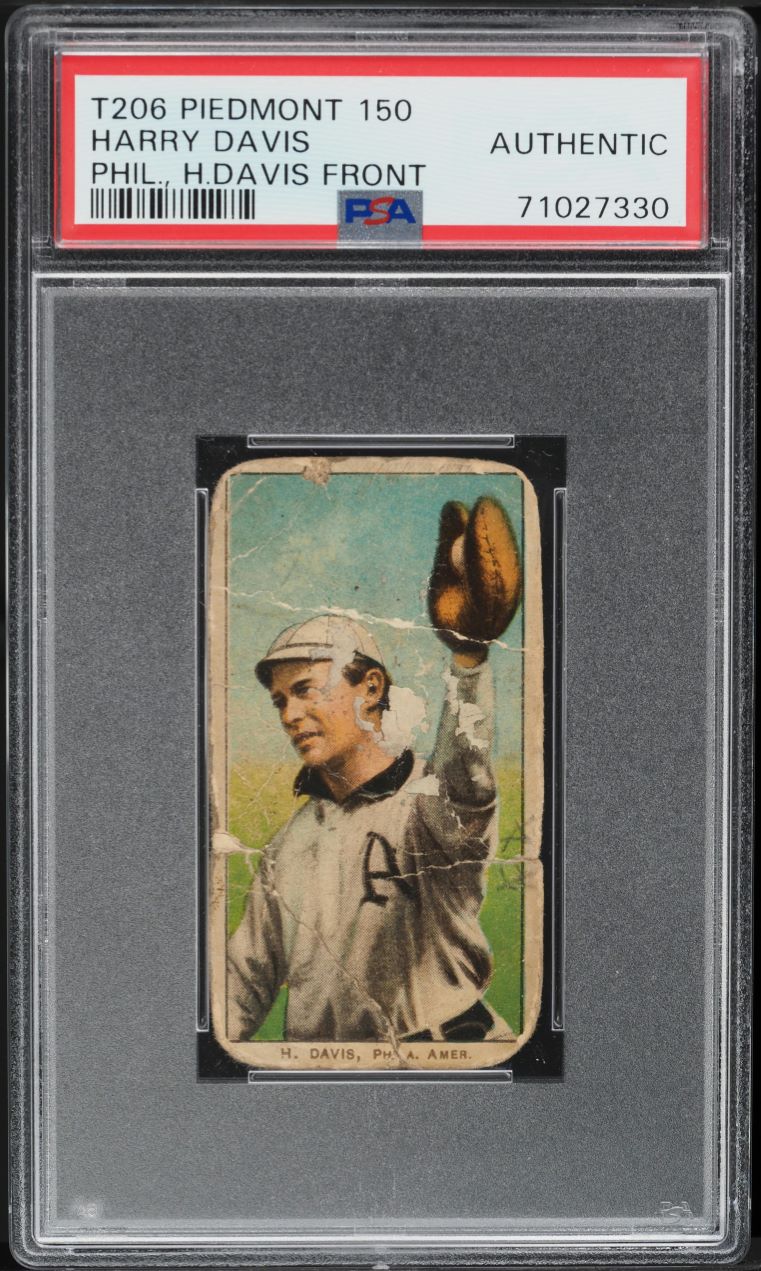 1909-11 T206 Harry Davis PHILADELPHIA, H.DAVIS ON FRONT, PIEDMONT PSA AUTH