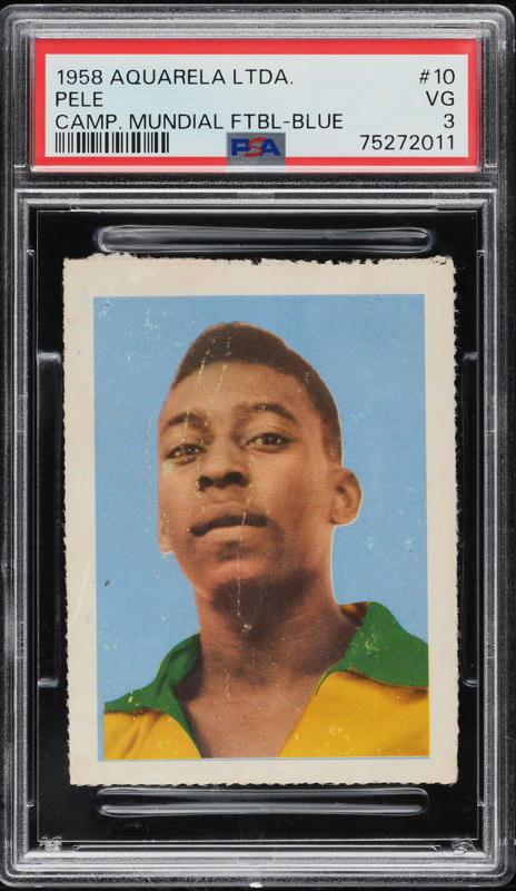1958 Editora Aquarela Soccer Blue Number Pele ROOKIE #10 PSA 3 VG