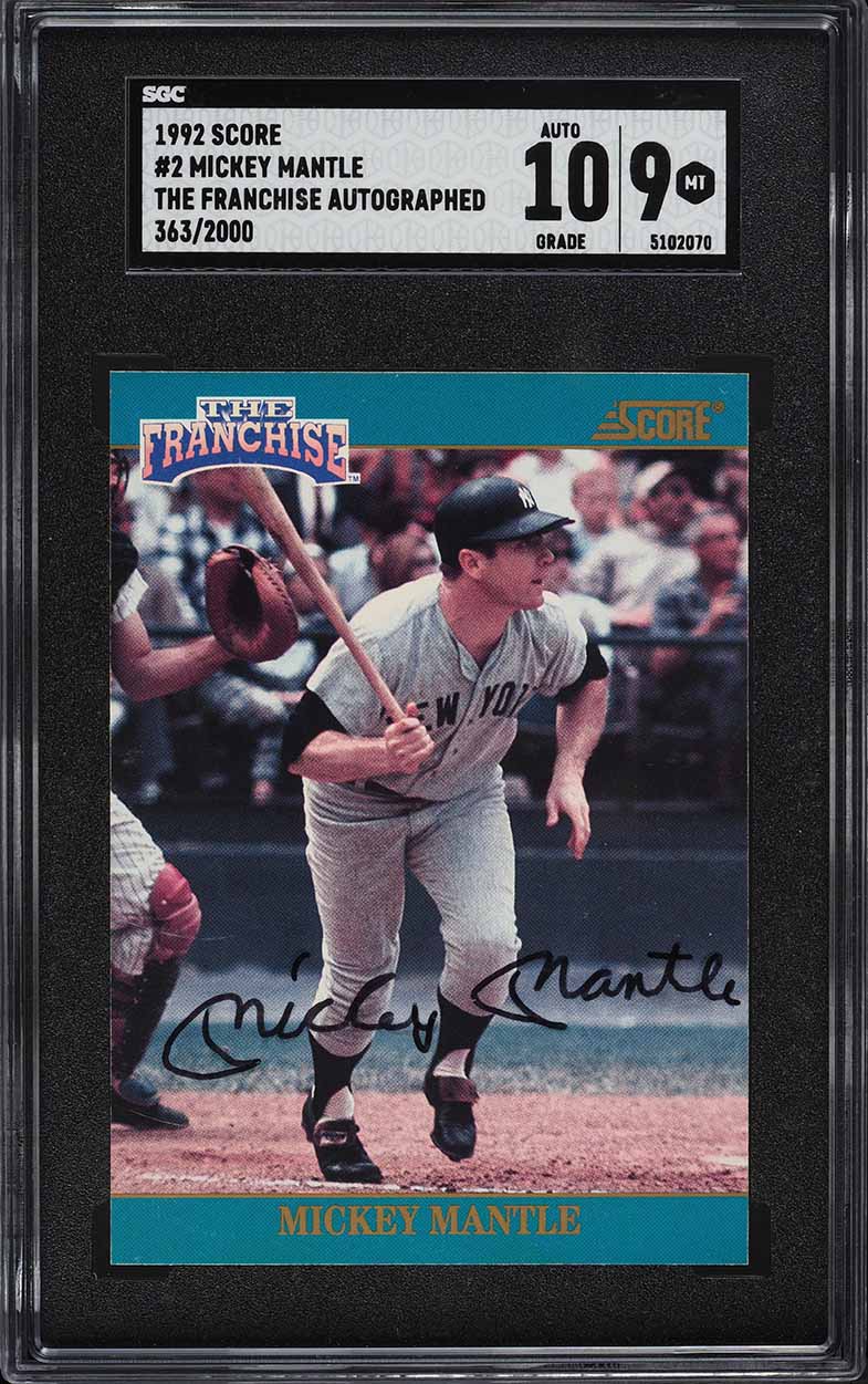 SGC Graded Mickey Mantle 1992 Score Franchise Auto POSSIBLY RETRACED ...