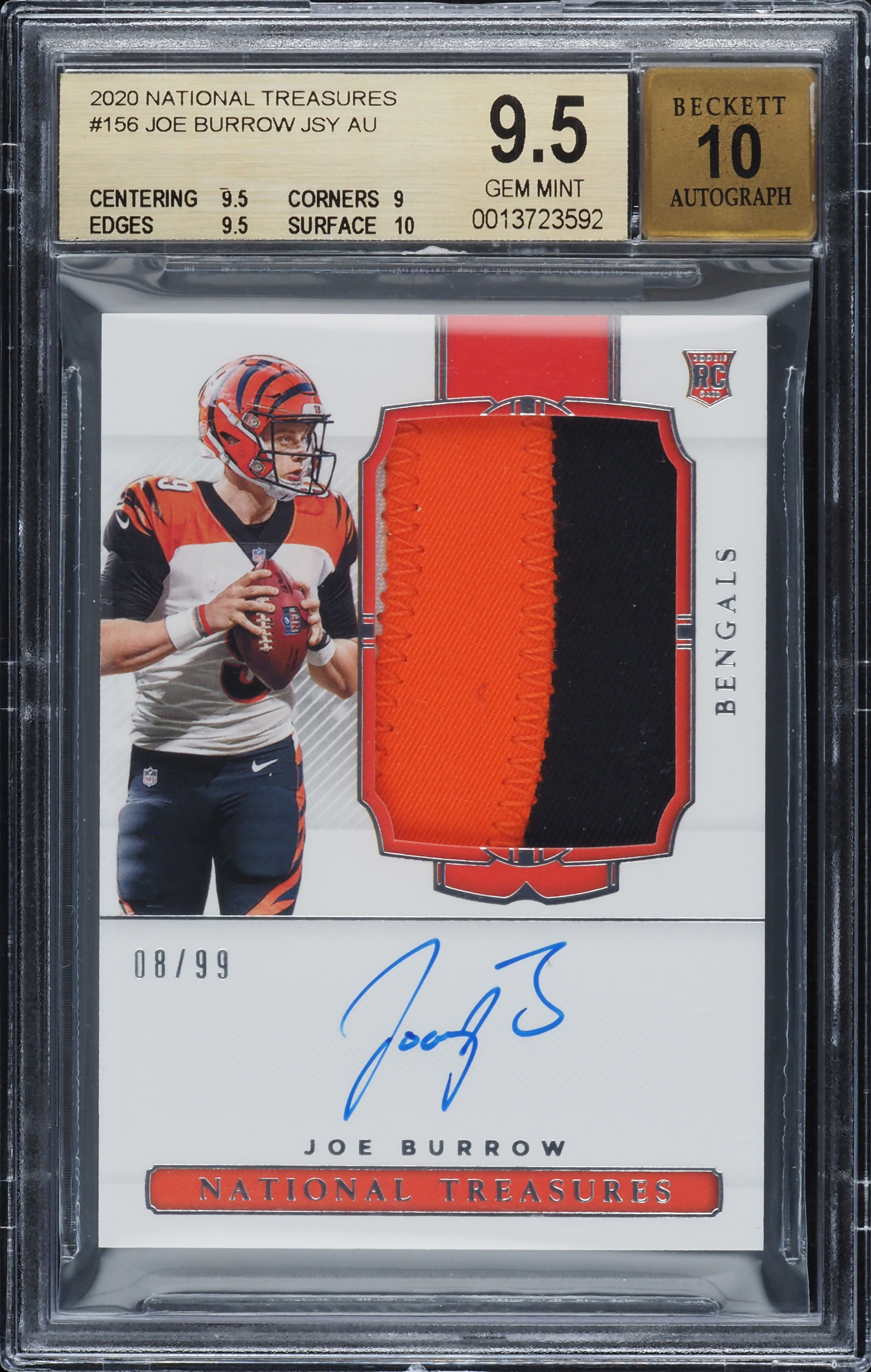 Joe Burrow 2020 National Treasures #156 Rookie Patch Auto /99 Price ...