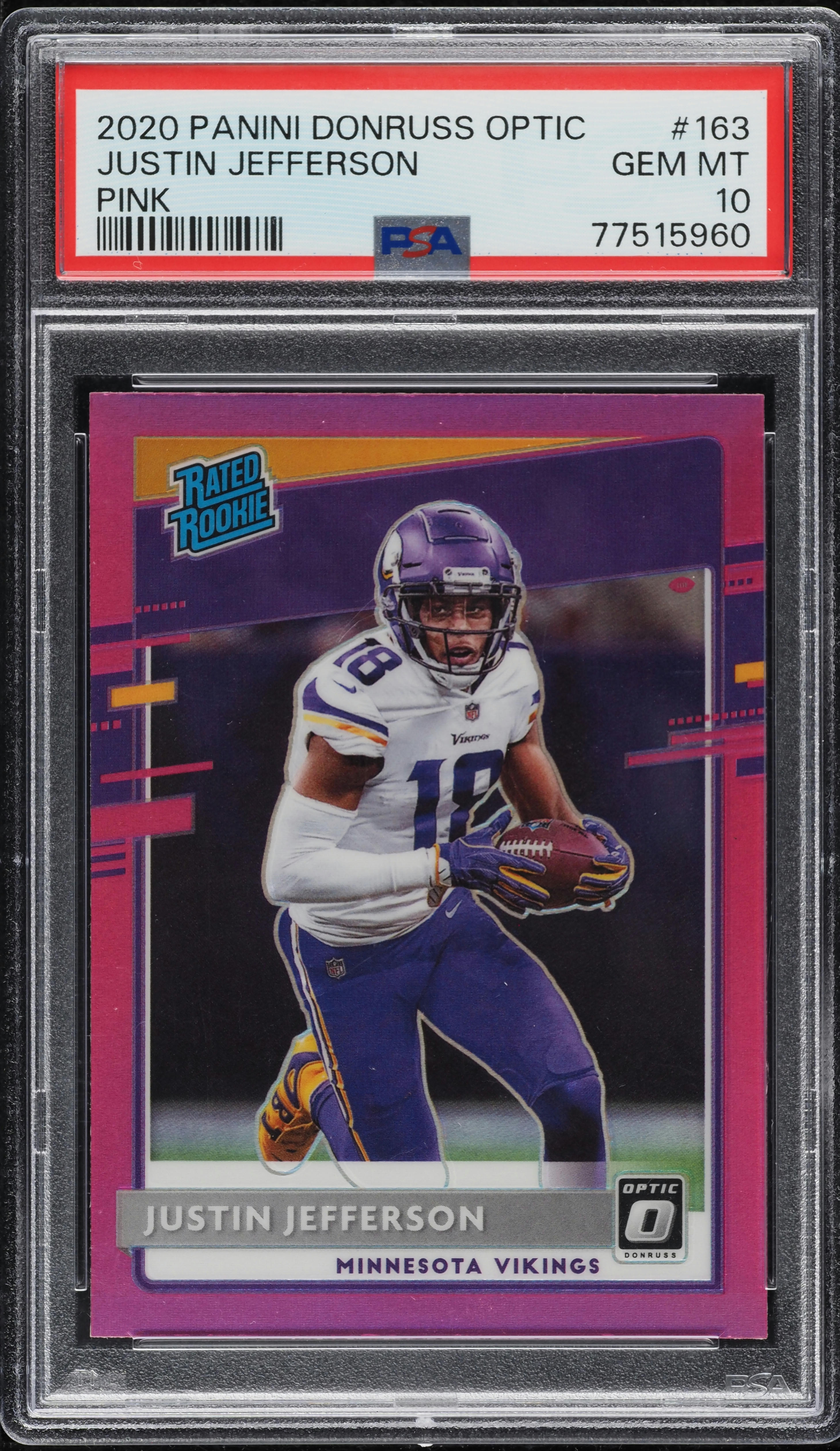 Justin Jefferson 2020 Optic #163 Pink Price Guide - Sports Card Investor